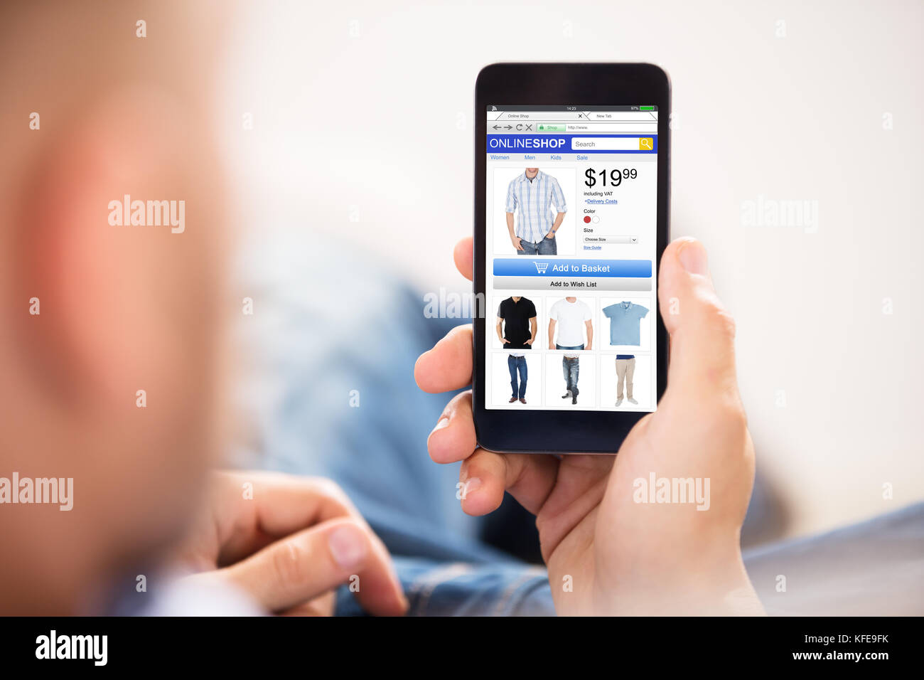 Close-up Of A Man Doing Online Shopping On Mobile Phone Stock Photo - Alamy