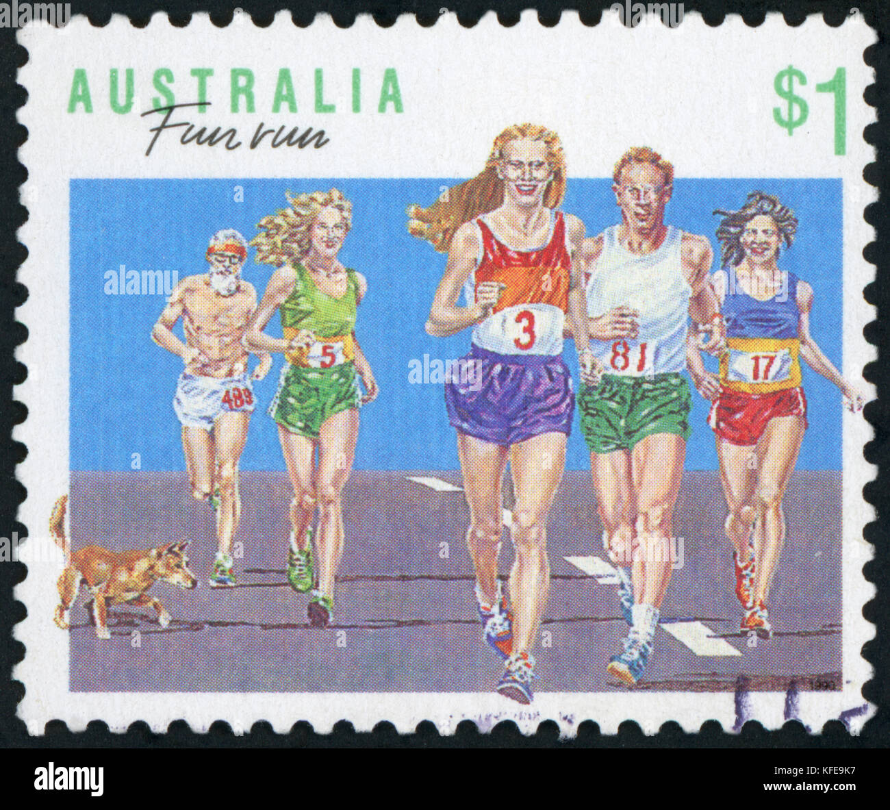 Postage stamp Australia - Fun run Stock Photo - Alamy