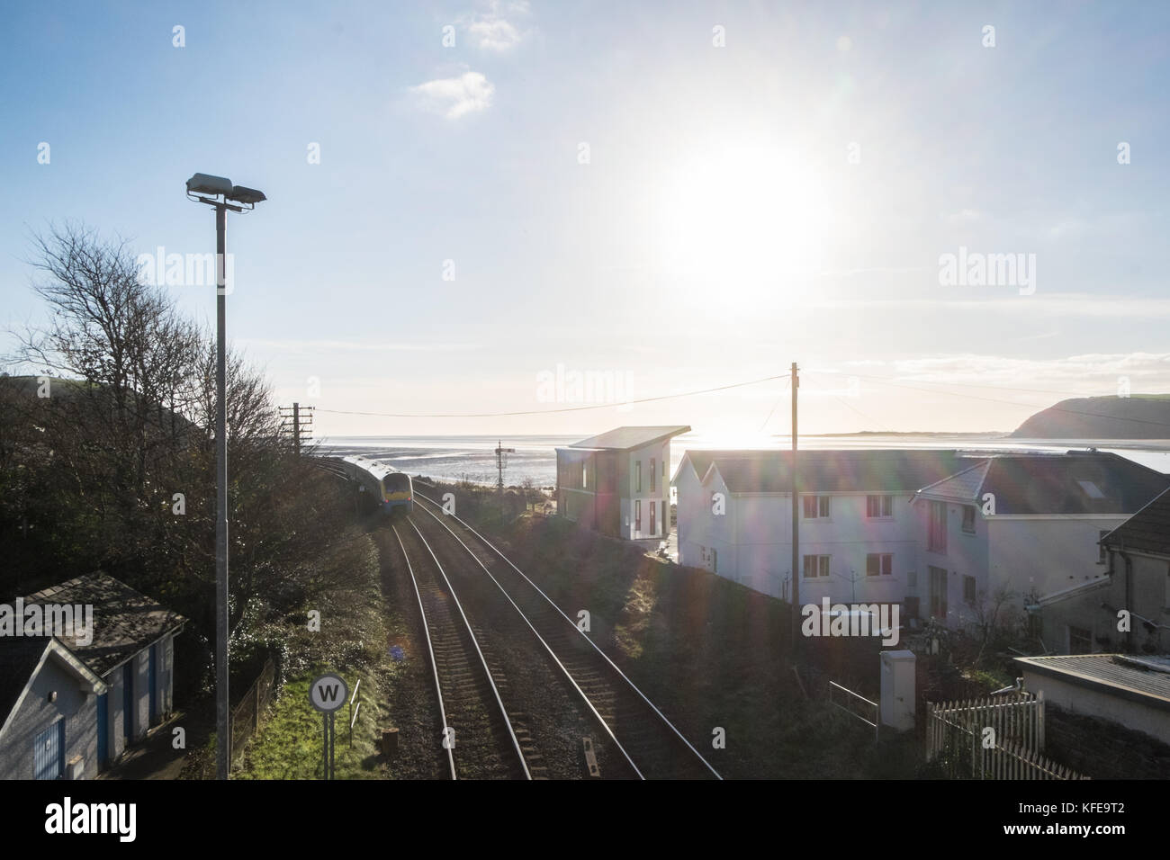 Arriva,trains,train,on,track station, at Ferryside,station,on,the,line ...