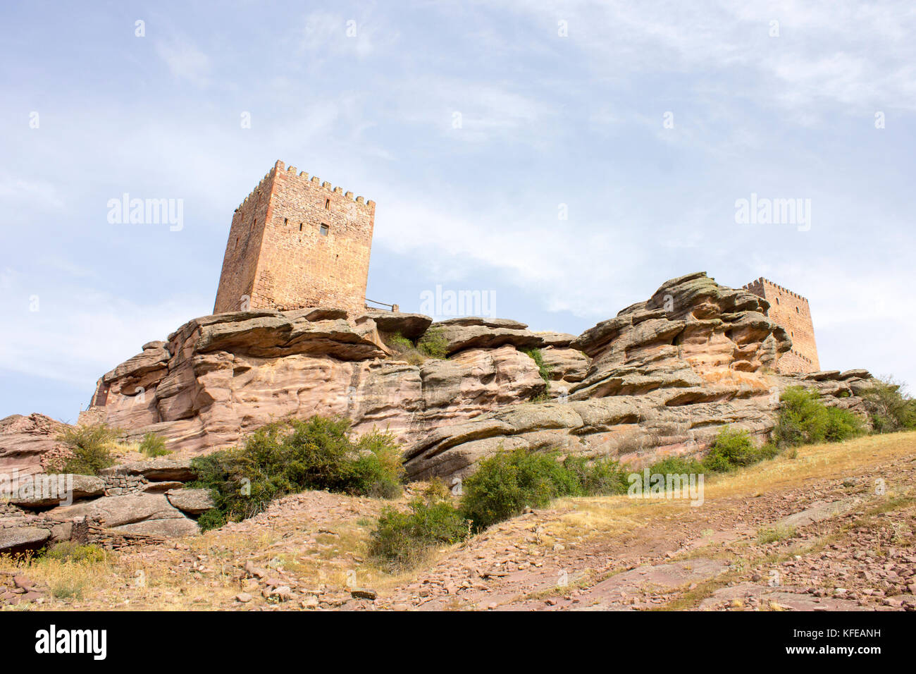 The Castillo de Zafra, a 12th-century castle built on a sandstone ...