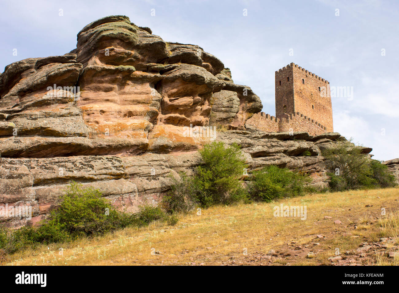 The Castillo de Zafra, a 12th-century castle built on a sandstone ...