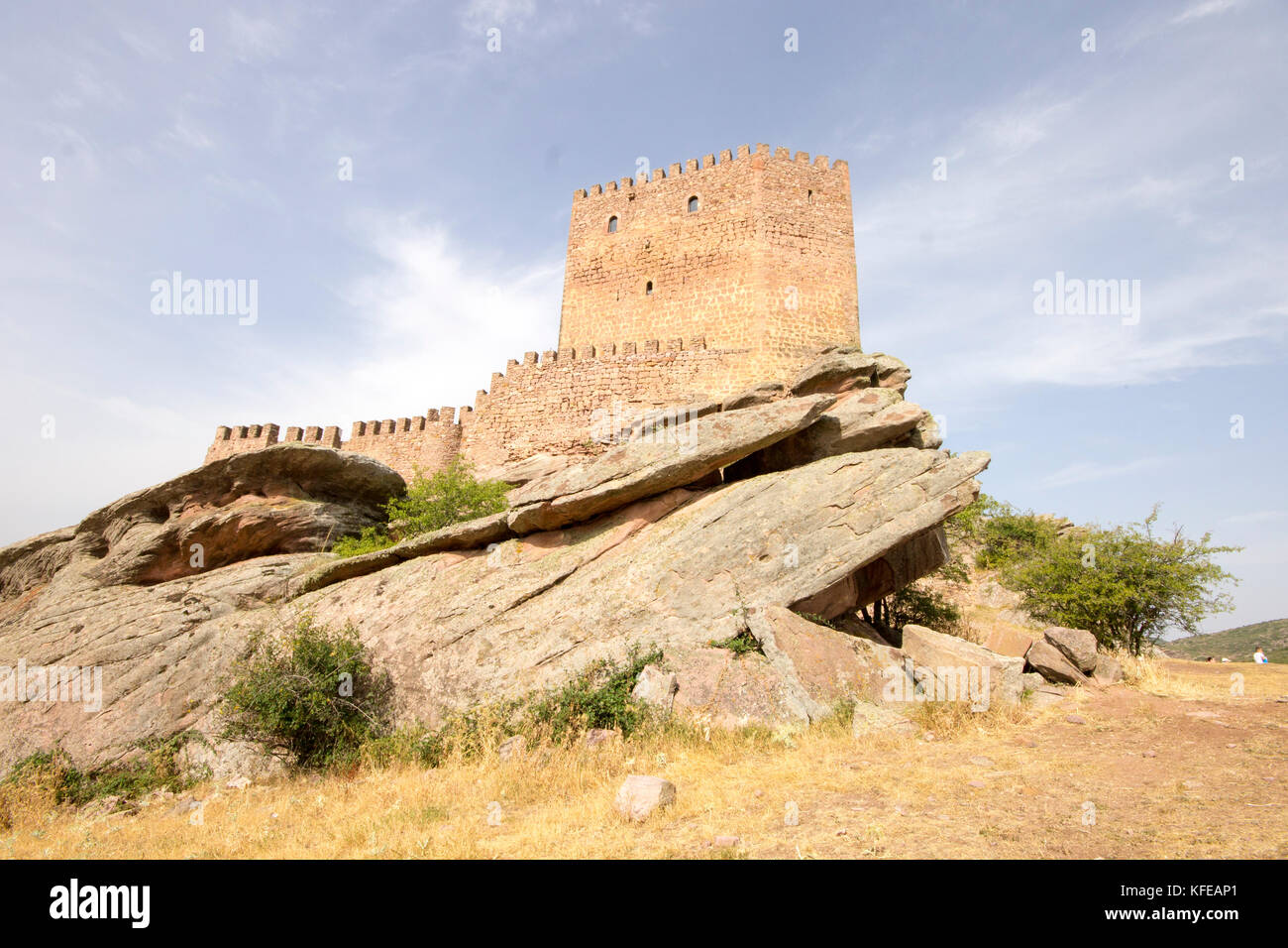 The Castillo de Zafra, a 12th-century castle built on a sandstone ...