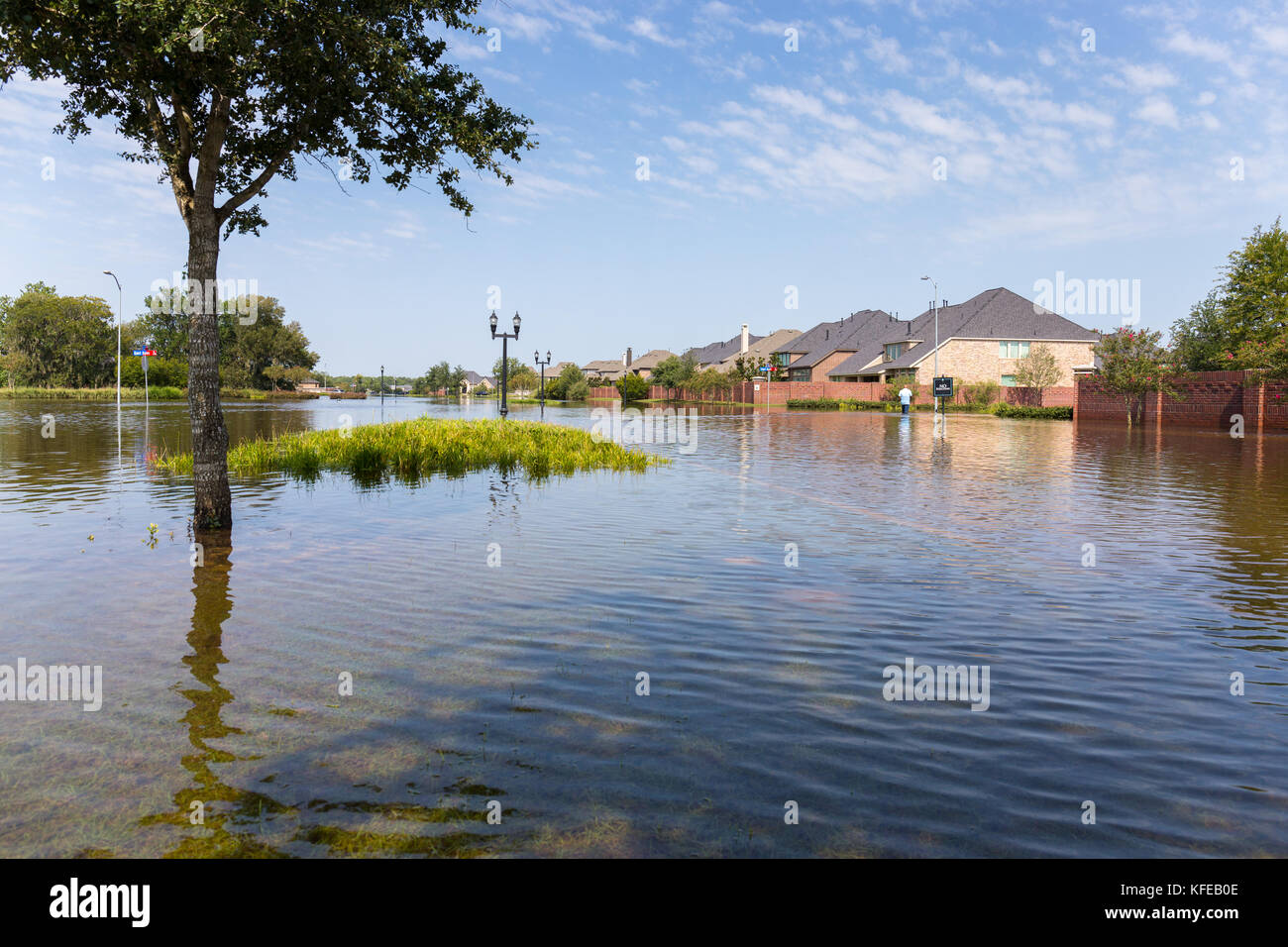 Houses in Houston suburb flooded from Hurricane Harvey 2017 Stock Photo ...