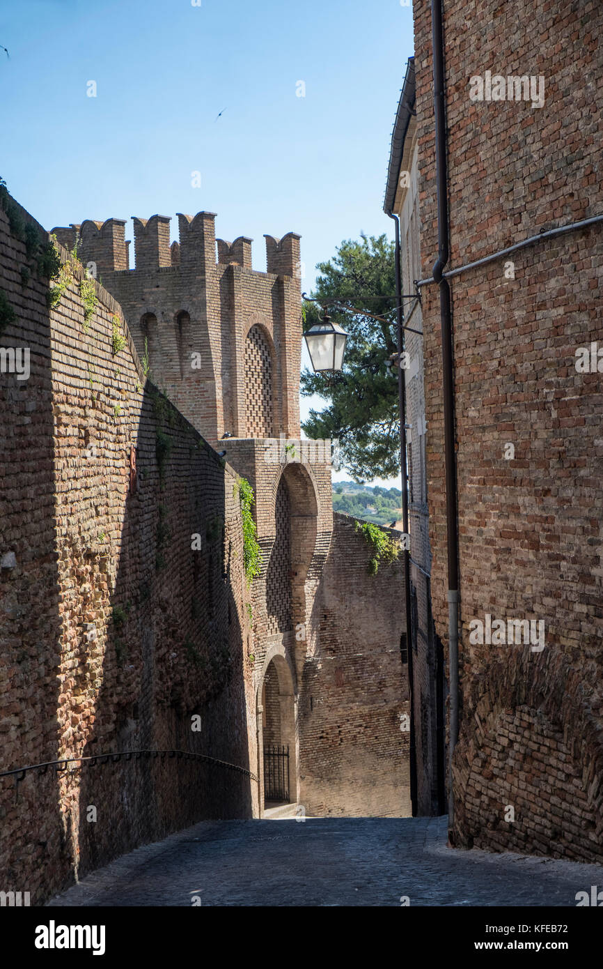 Corinaldo (Ancona, Marches, Italy): the historic town at morning ...