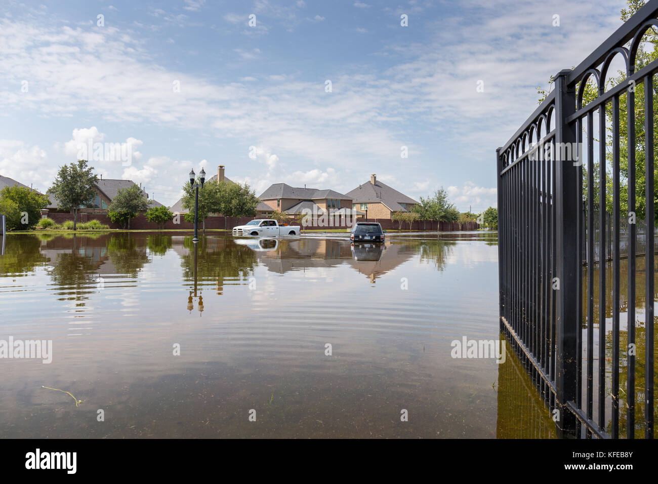Houses in Houston suburb flooded from Hurricane Harvey 2017 Stock Photo ...