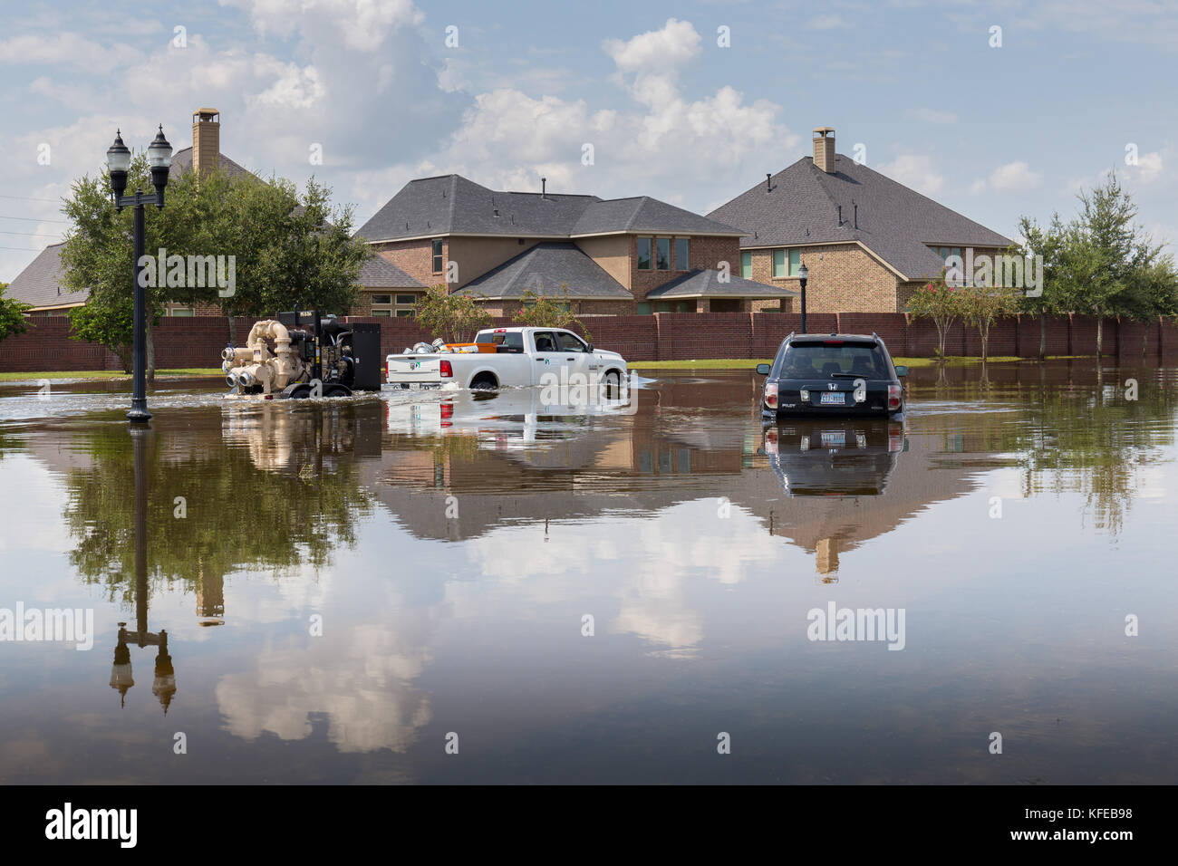 Houses in Houston suburb flooded from Hurricane Harvey 2017 Stock Photo ...