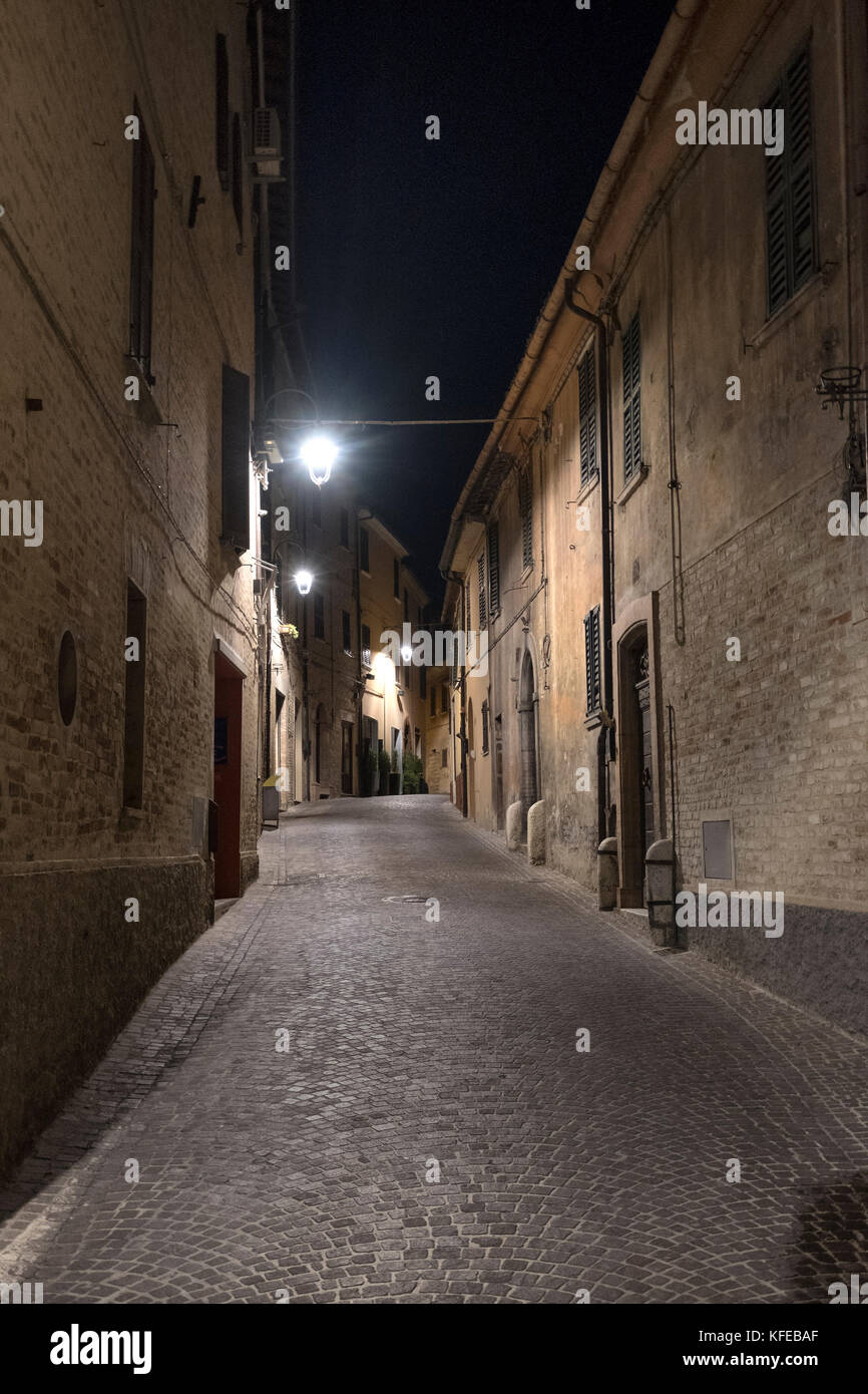 Corinaldo (Ancona, Marches, Italy): the historic town at evening ...
