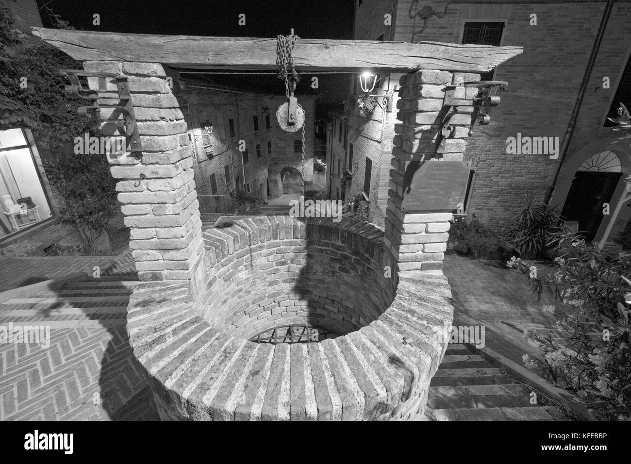 Corinaldo (Ancona, Marches, Italy): the historic town at evening. Well ...