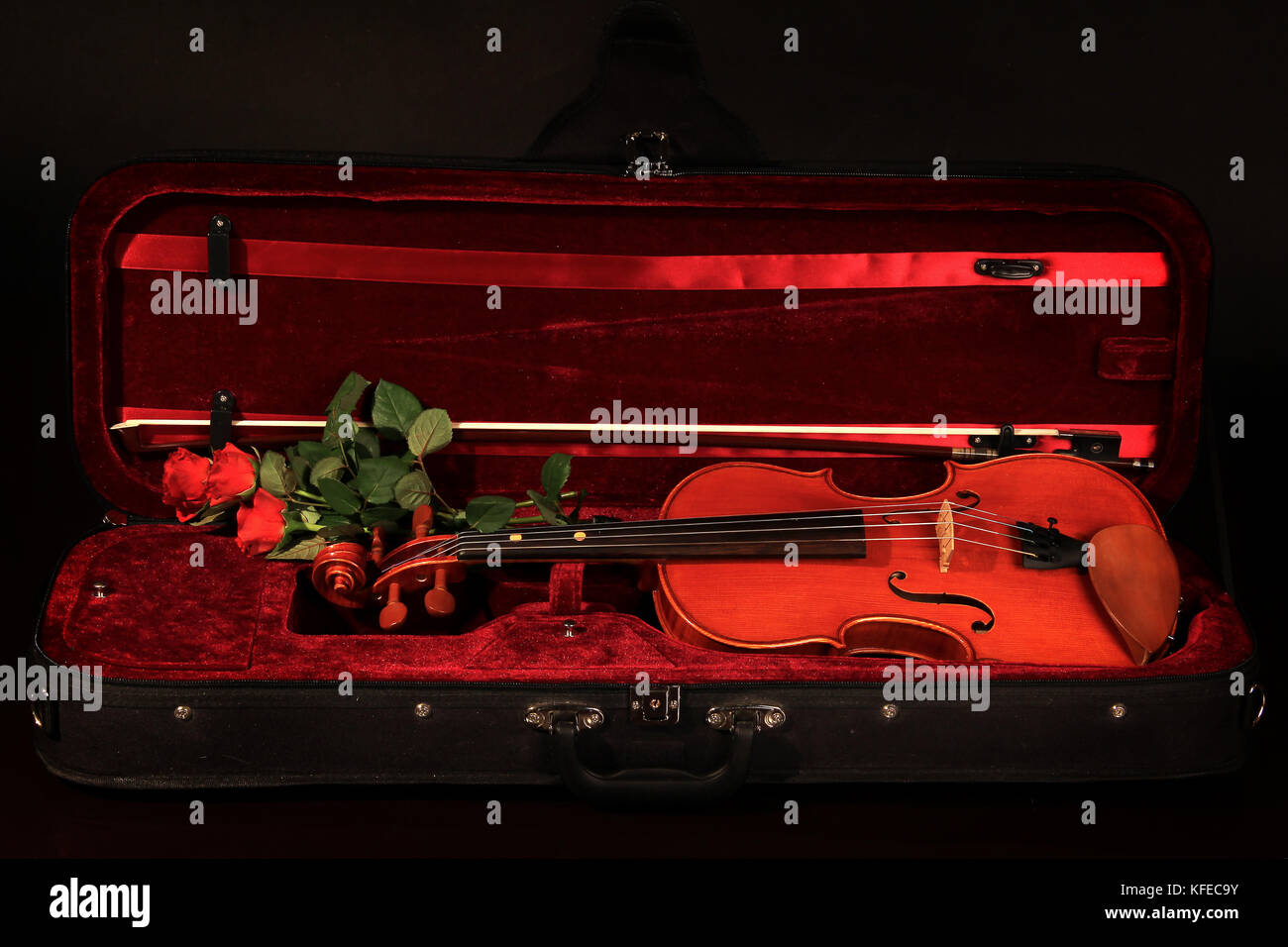 Musical instruments / Violin on a black background Stock Photo - Alamy