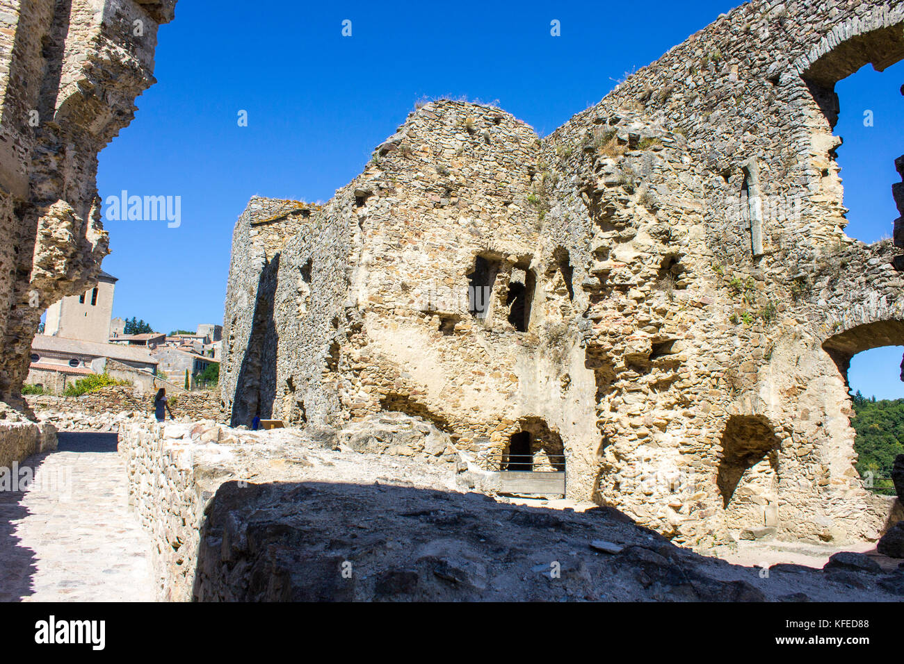 The Chateau de Saissac, a ruined castle and one of the so-called Cathar ...