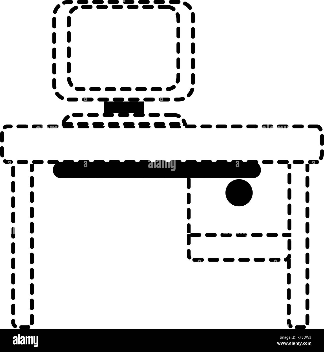 dotted shape office with computer technology and wood desk Stock Vector ...