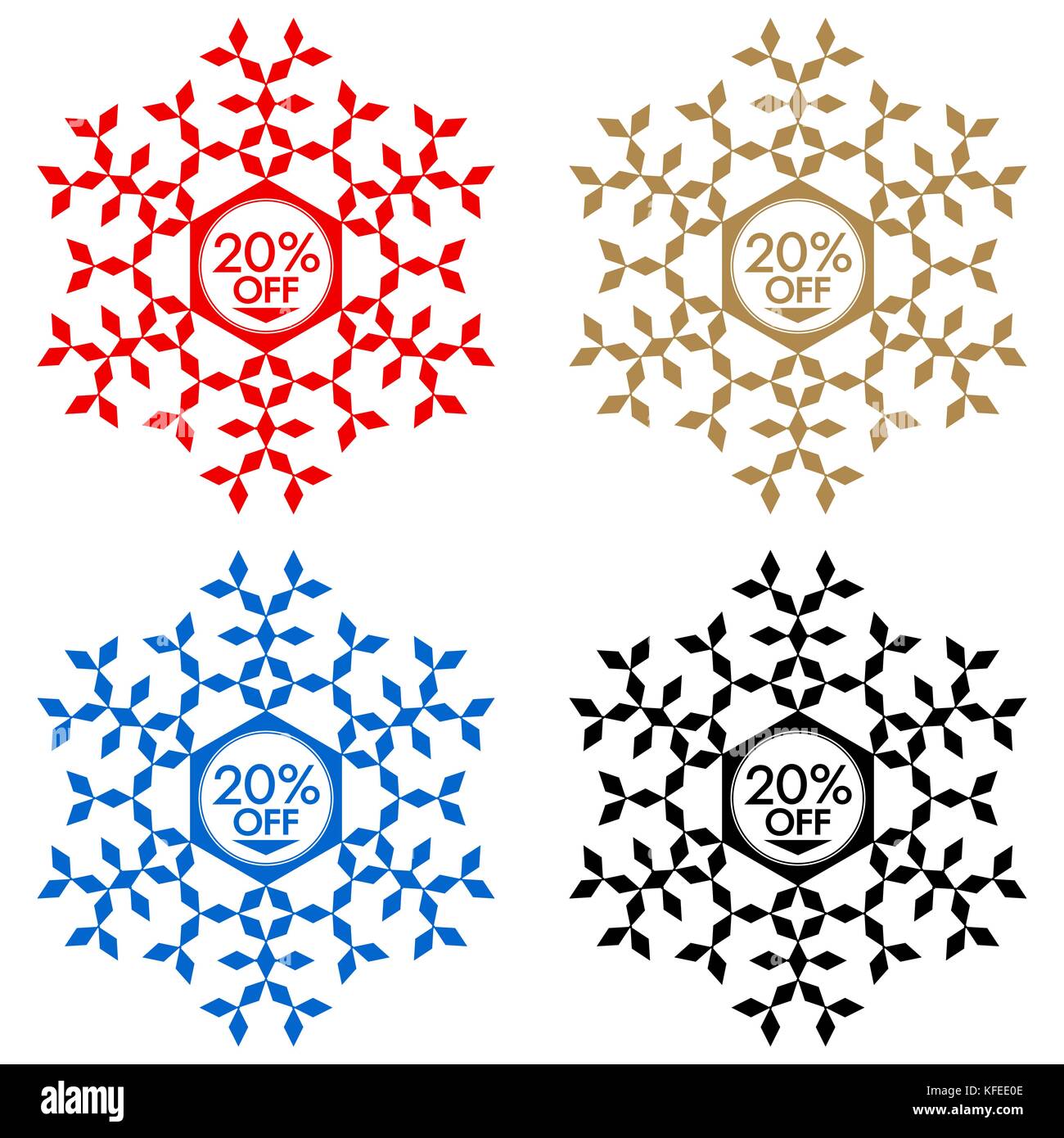 20% Off Discount Sticker. Snowflake Banner or Sticker with 20% Off Sale ...