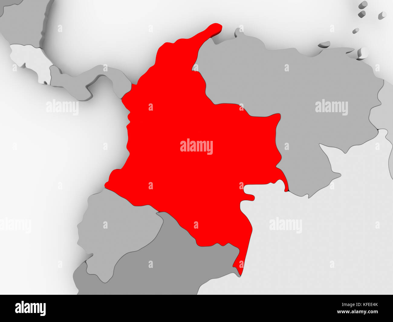 Colombia in red on grey political map. 3D illustration Stock Photo - Alamy