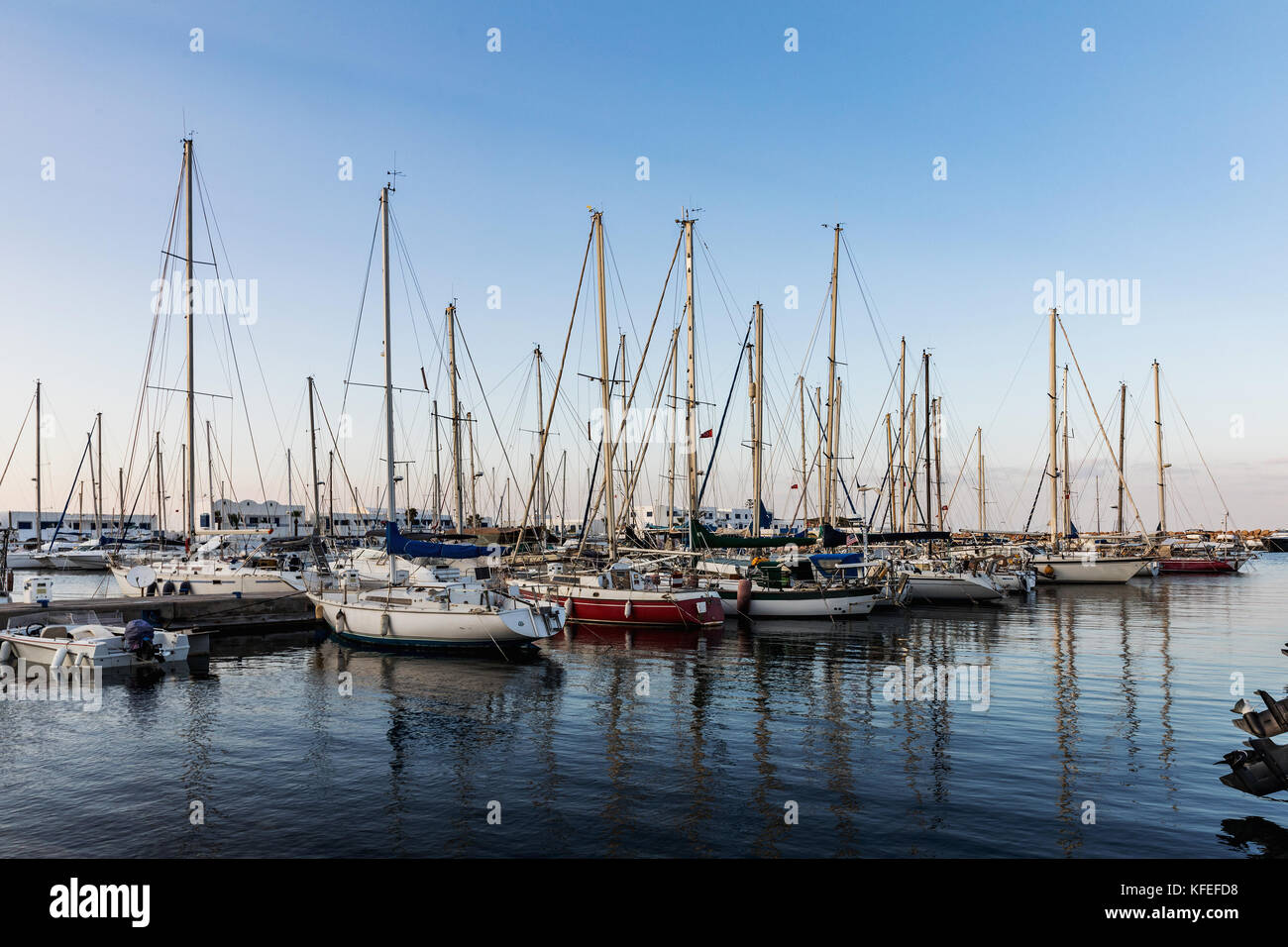 Hundreds of luxury yachts sailing in the port of Monastir in Tunisia ...