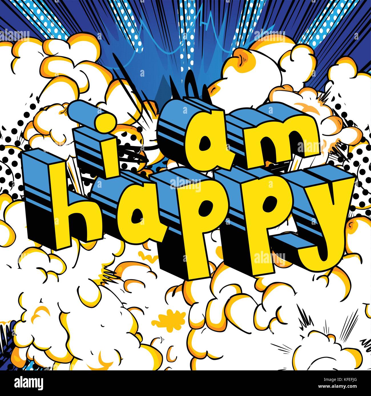 I Am Happy - Comic book style word on abstract background Stock Vector ...