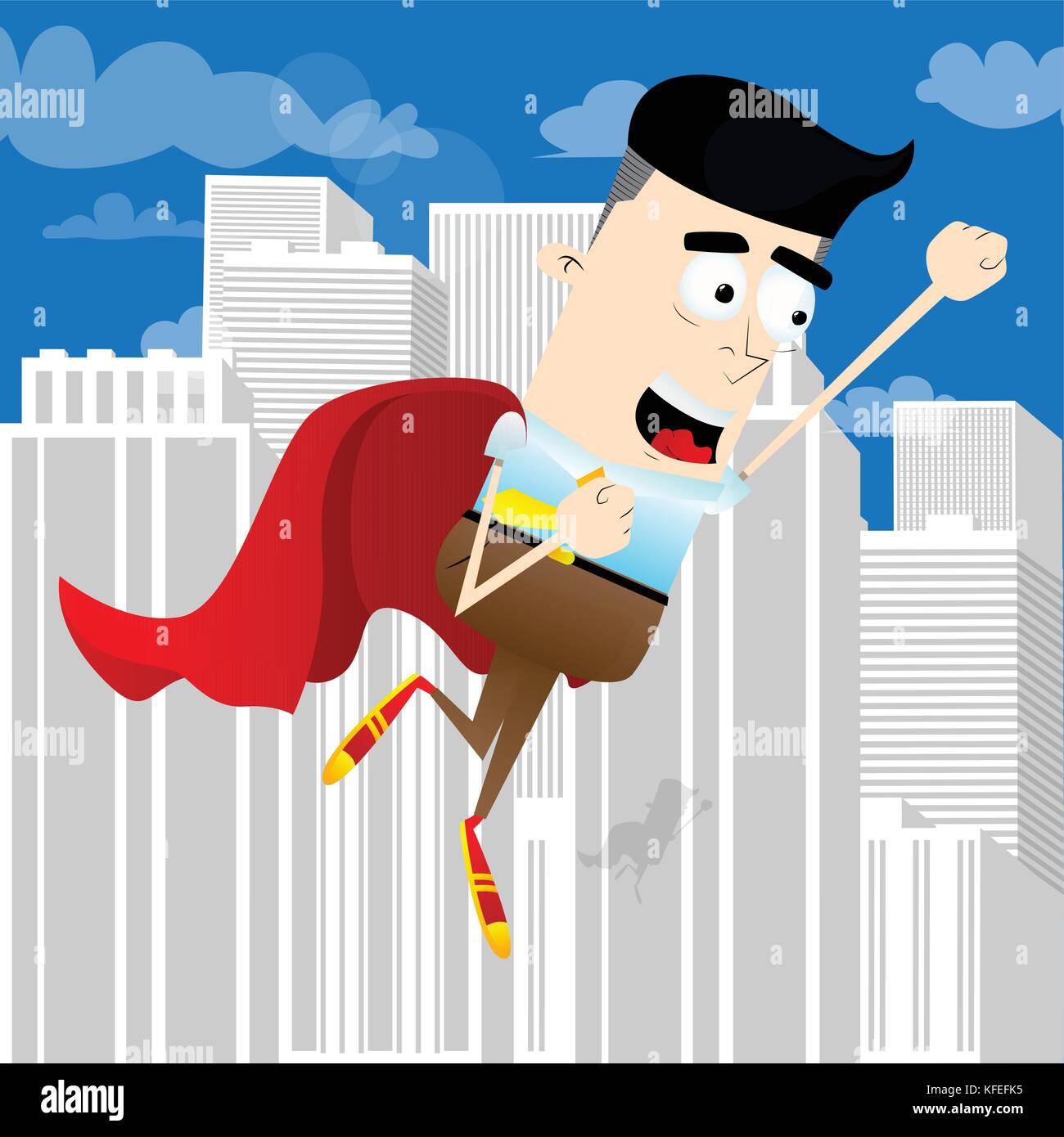 Businessman flying up with red cape as a superhero. Start up business ...
