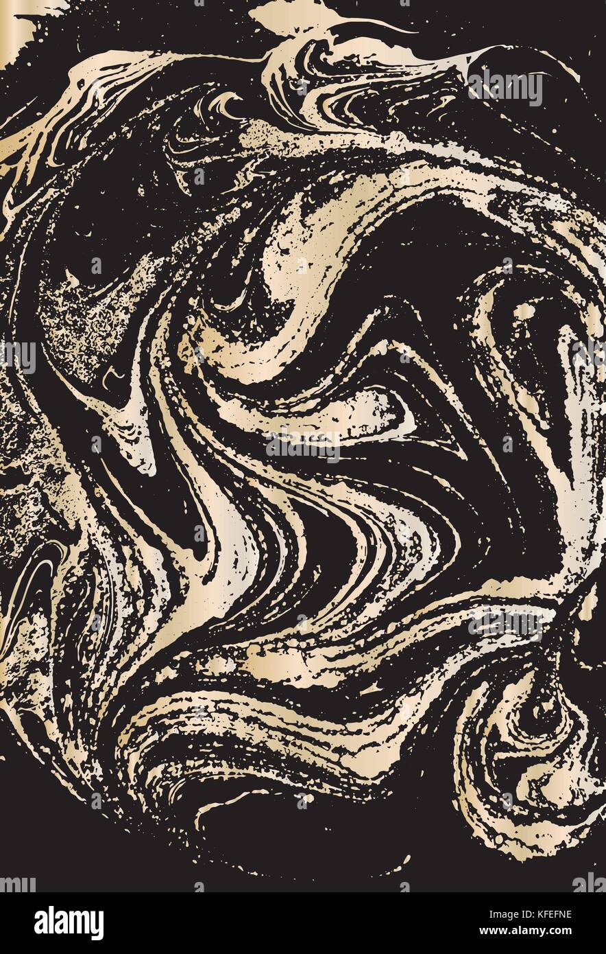 Black and gold liquid texture. Watercolor hand drawn marbling ...