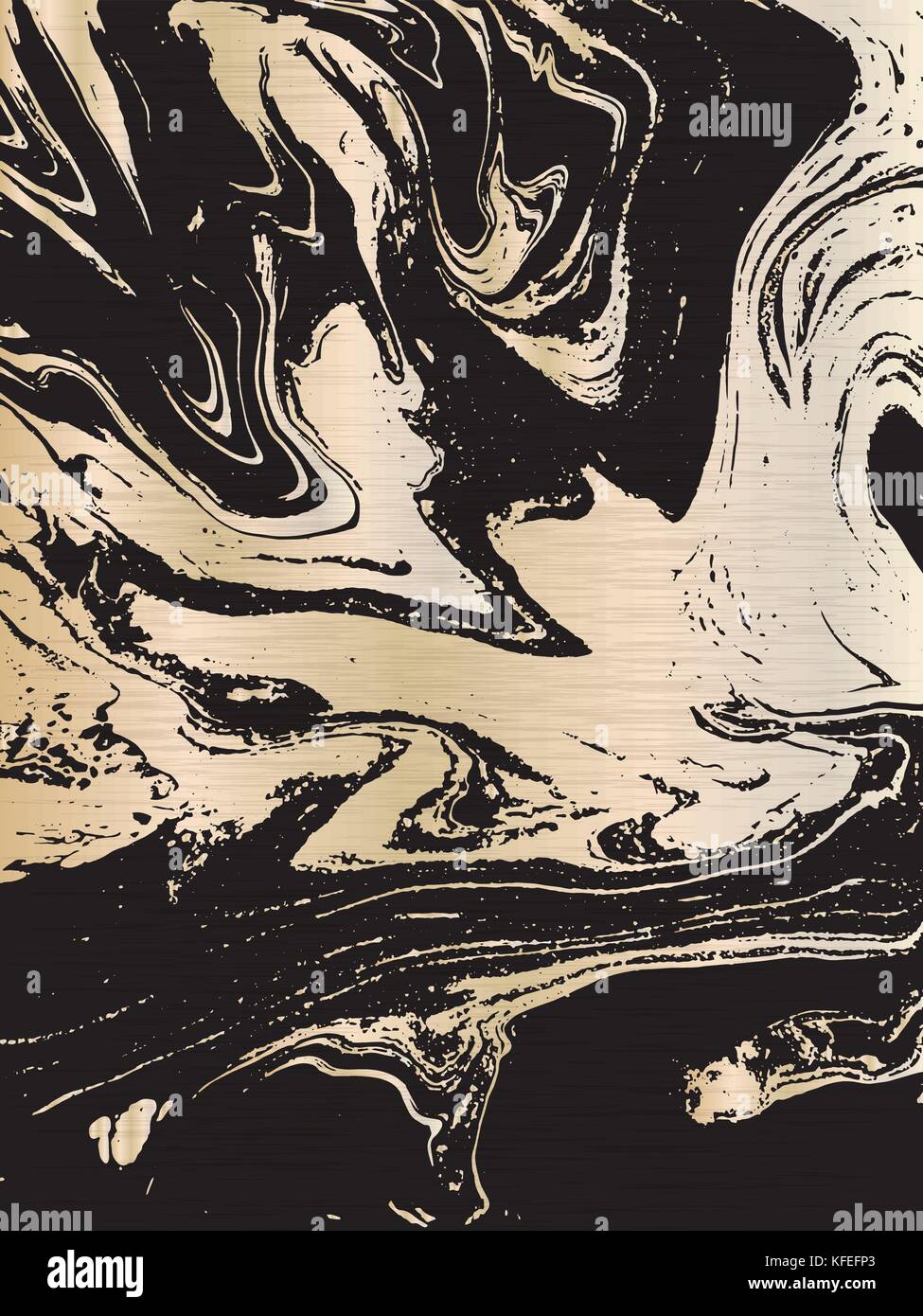 Black and gold liquid texture. Watercolor hand drawn marbling ...