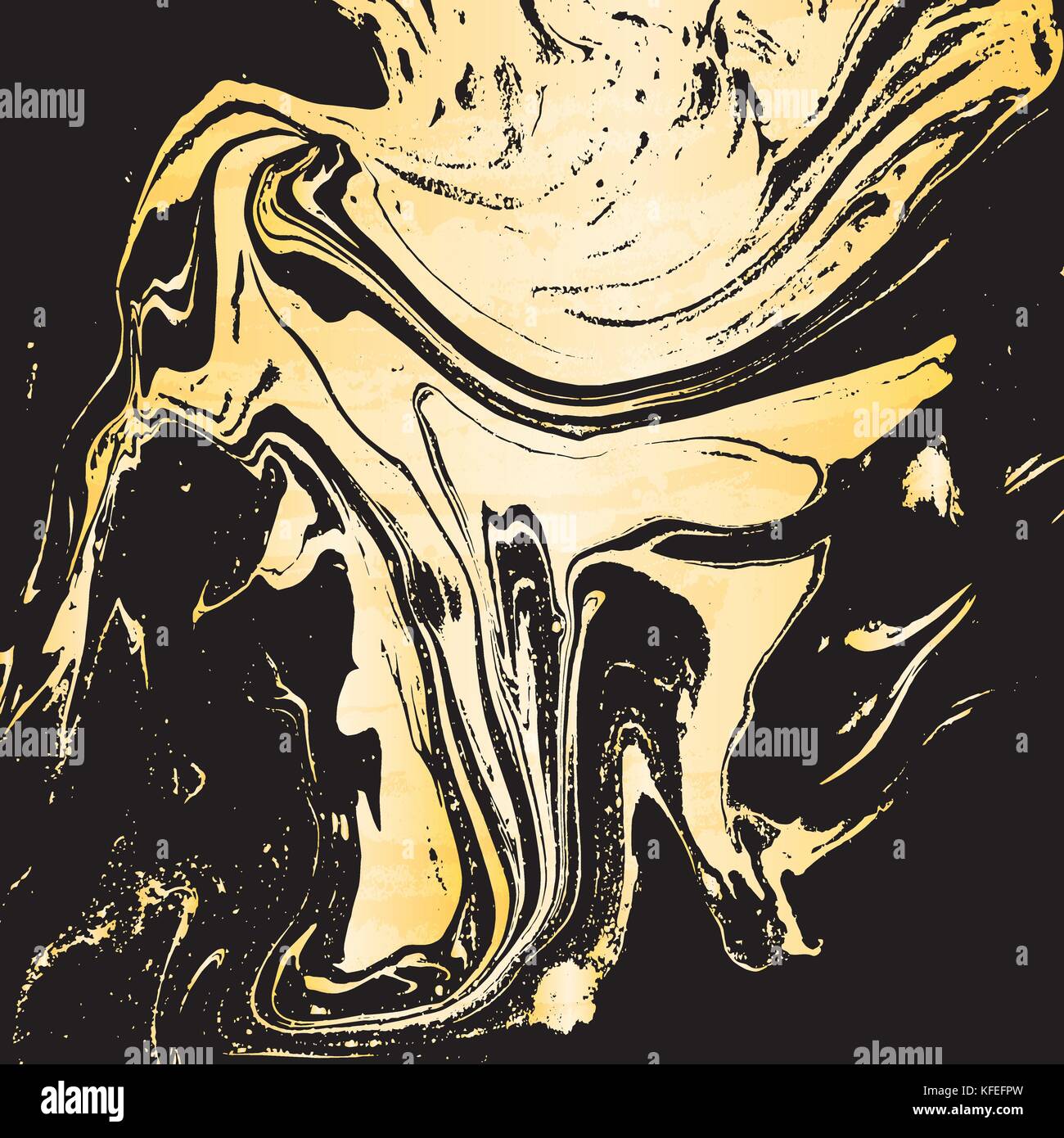 Black and gold liquid texture. Watercolor hand drawn marbling ...