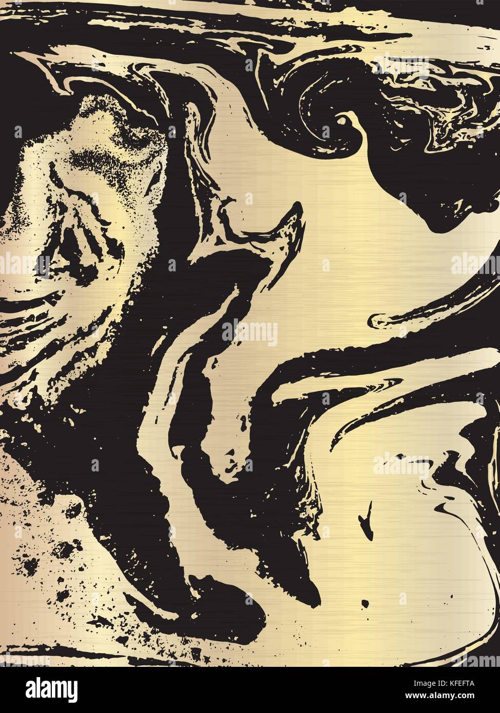 Black and gold liquid texture. Watercolor hand drawn marbling ...