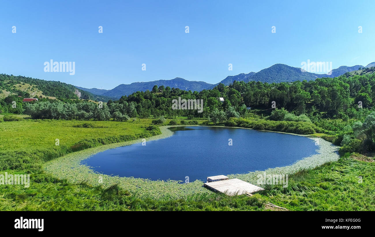 Aerial view on the lake in Durmitor mountain Stock Photo - Alamy