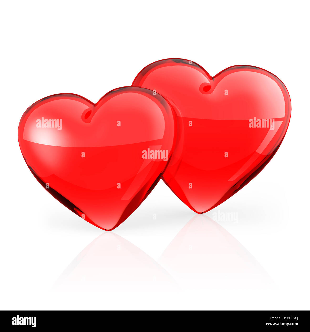 Two Red heart on white background Stock Photo - Alamy