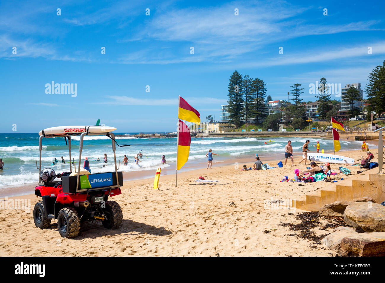 Dee Why beach on Sydney northern beaches and lifeguards surf rescue ...