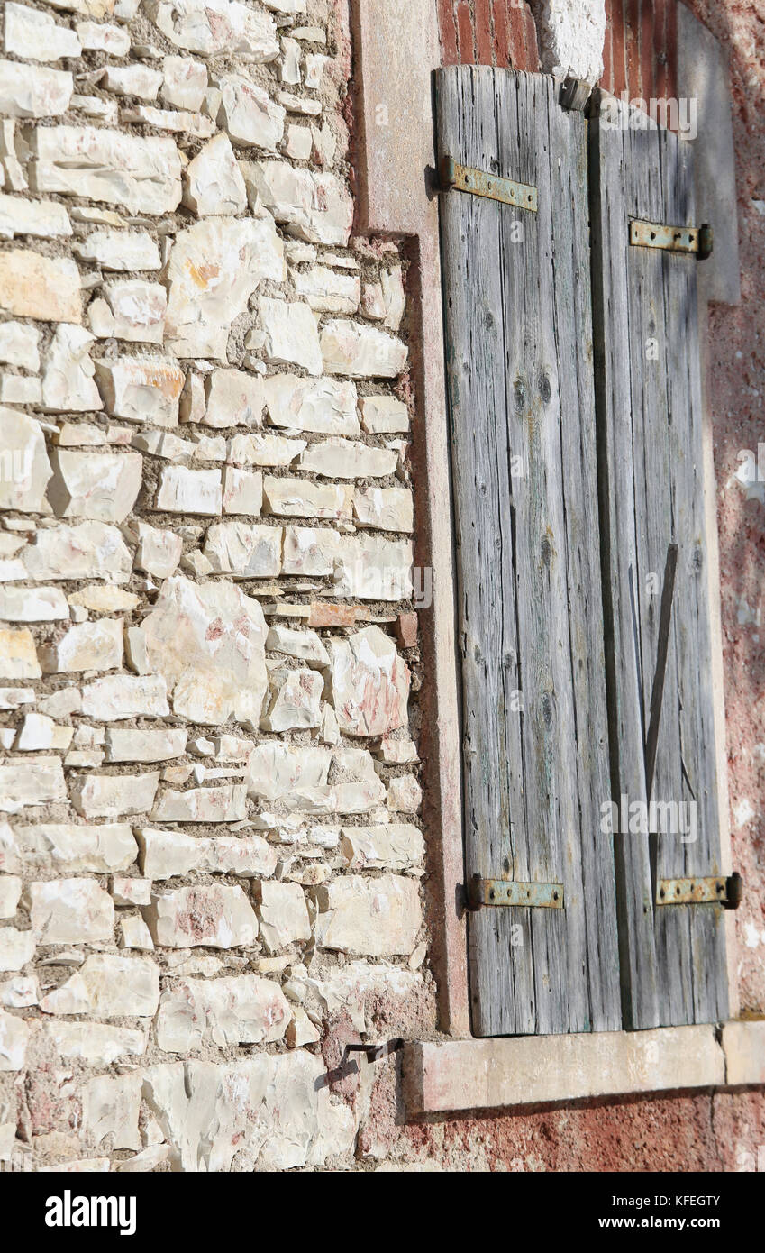ancient windows in wood and wall of castle Stock Photo - Alamy