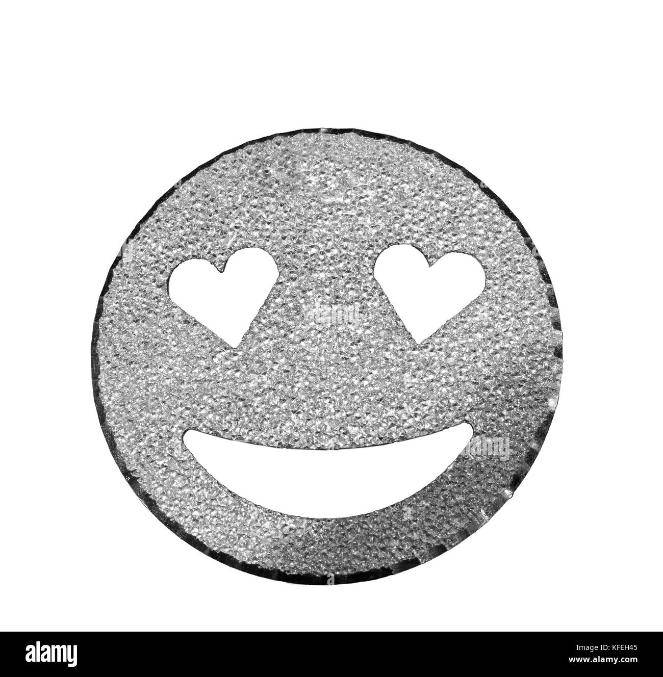 sparkling and glittery sympathetic smile symbol with heart-shaped eyes ...