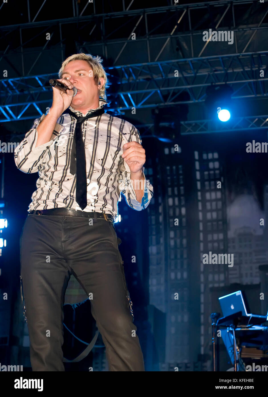 Duran Duran frontman and vocalist Simon Le Bon live on stage in Malta ...