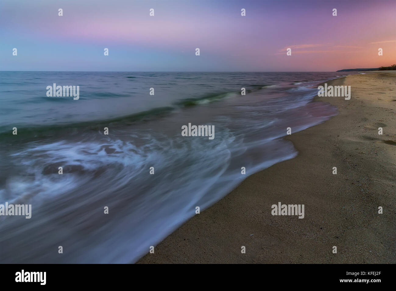 on the beach after sunset .Beautiful low exposure water nature Stock ...