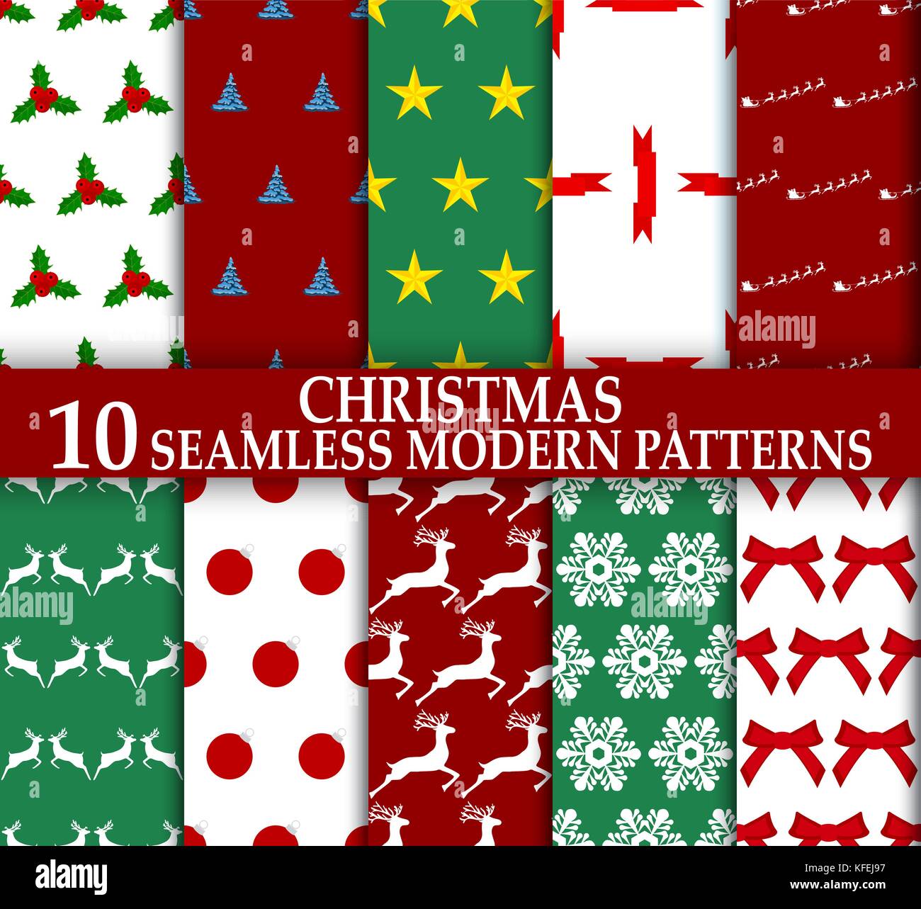 Christmas. 10 Seamless stylish modern patterns Stock Vector Image & Art ...