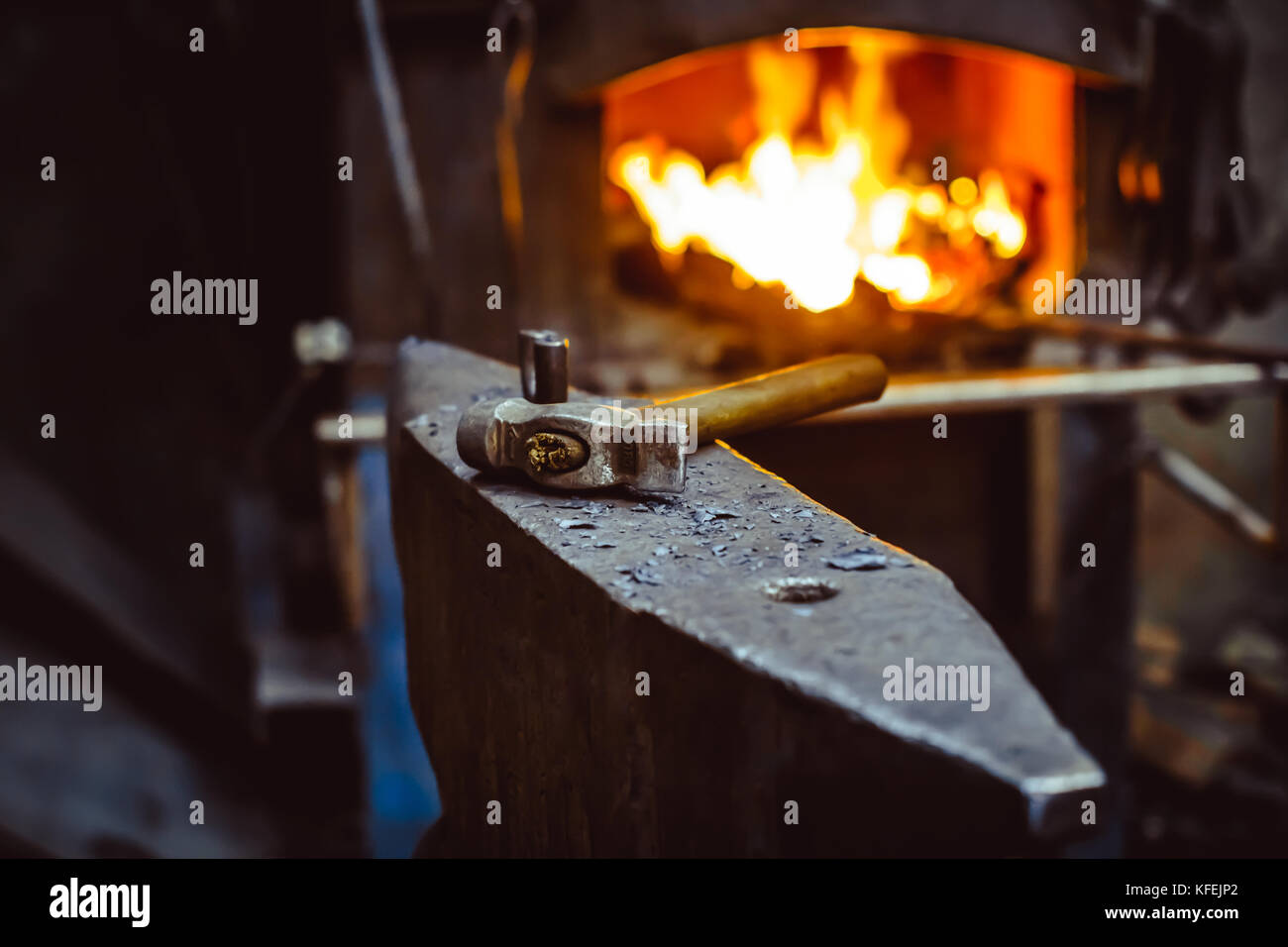 Hand anvil. hummers all blacksmith tools in forge Stock Photo - Alamy