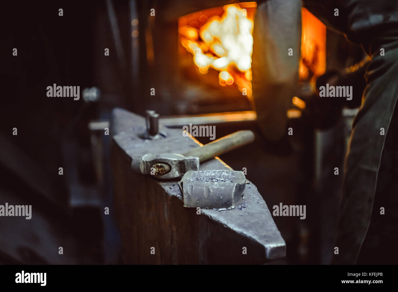 Hand anvil. hummers all blacksmith tools in forge Stock Photo - Alamy
