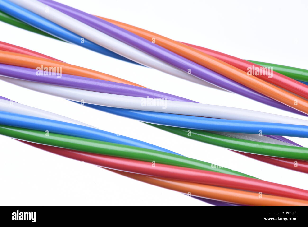 Multicolored cable isolated on white background Stock Photo - Alamy