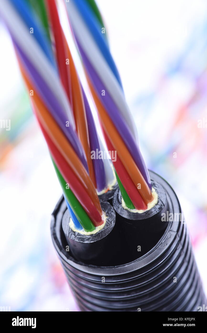 Corrugated Protection Pipe with Optical Cables Stock Photo - Alamy