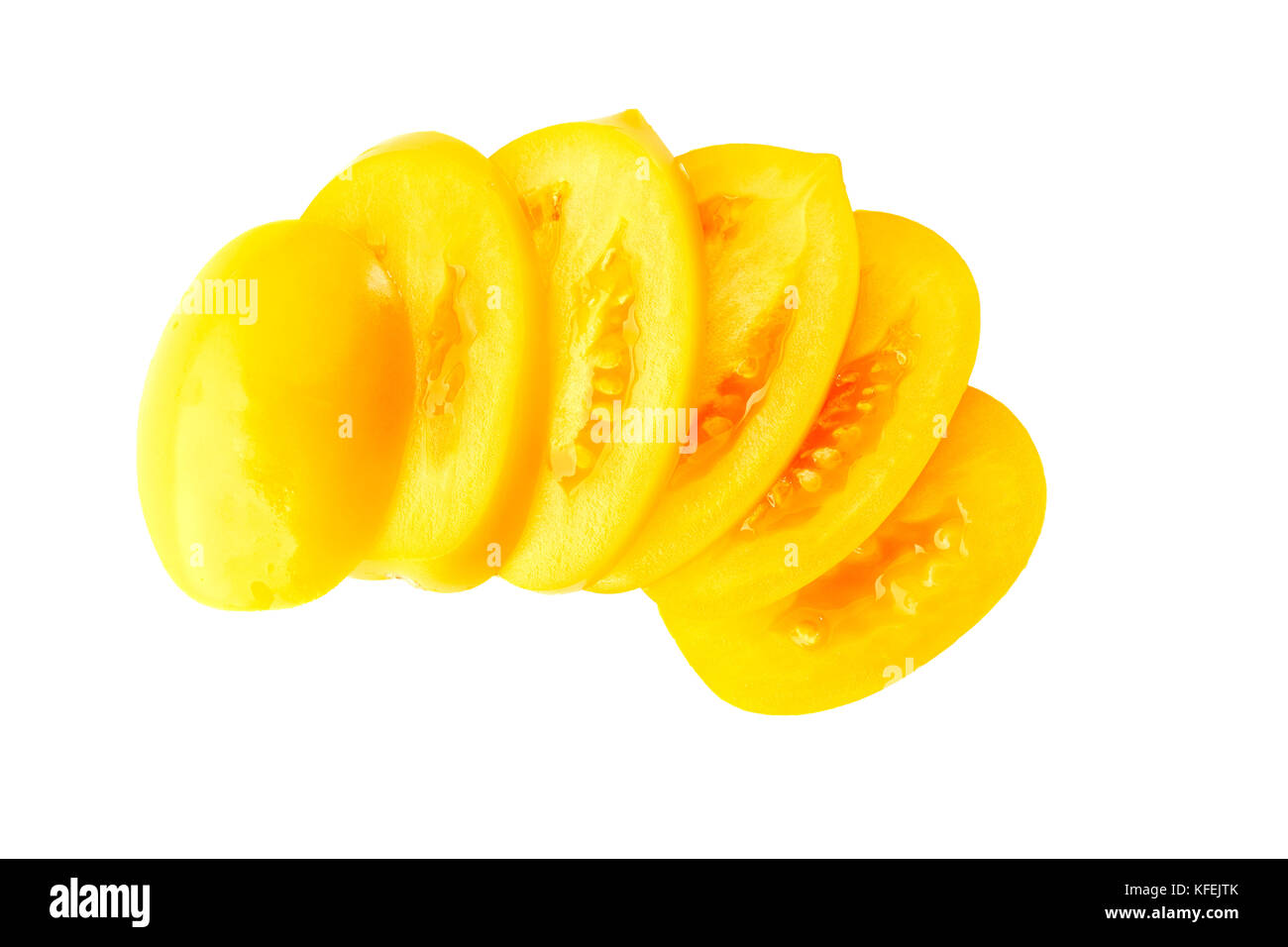 Sliced fresh yellow tomato on white Stock Photo - Alamy