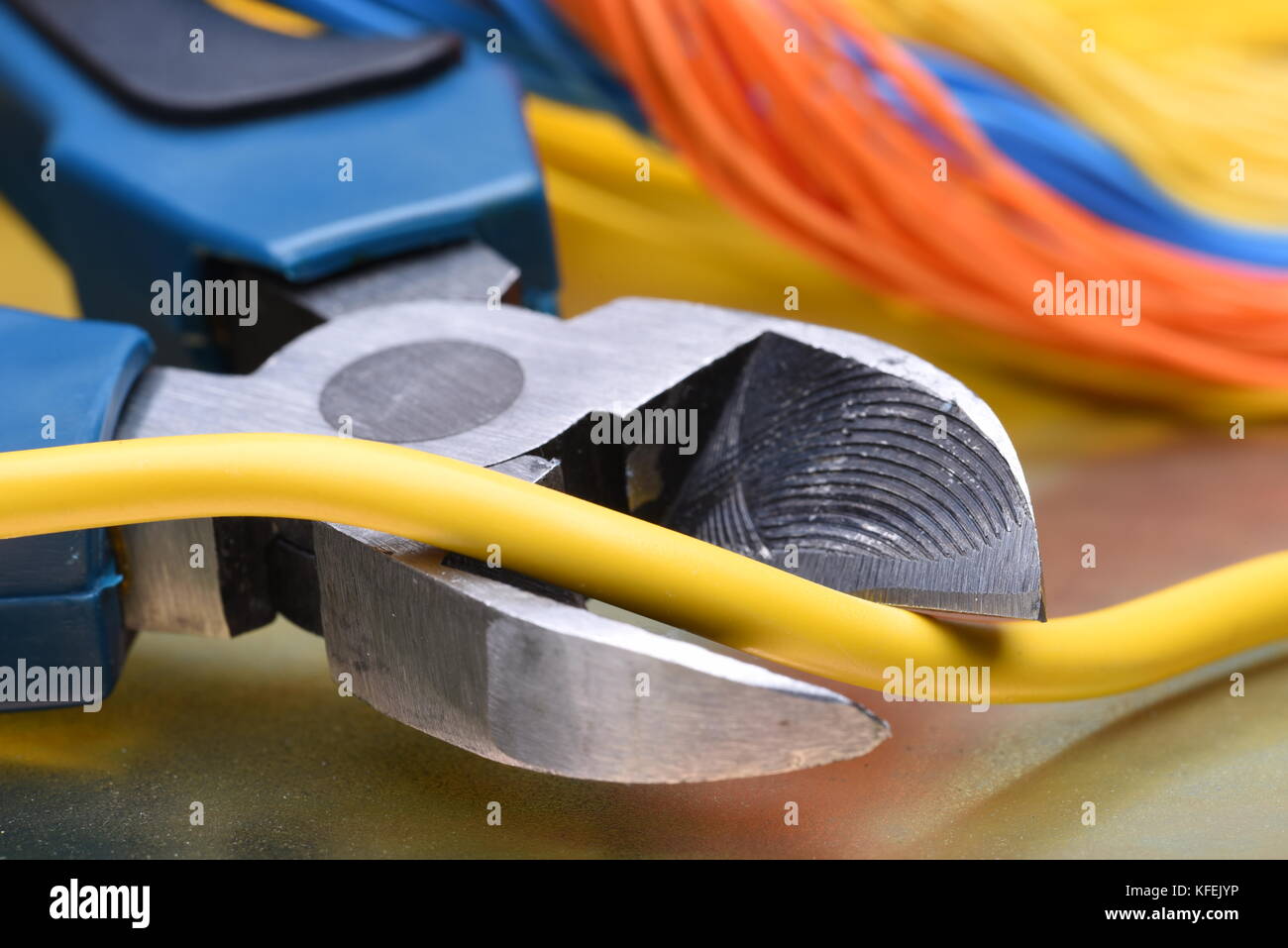 Tools for electrician and cables closeup Stock Photo - Alamy