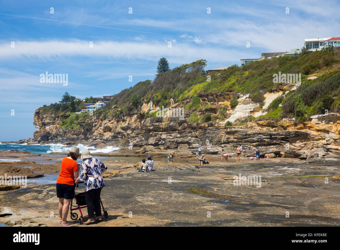 Rocky headland at southern end of Dee why beach is a suburb on Sydney ...