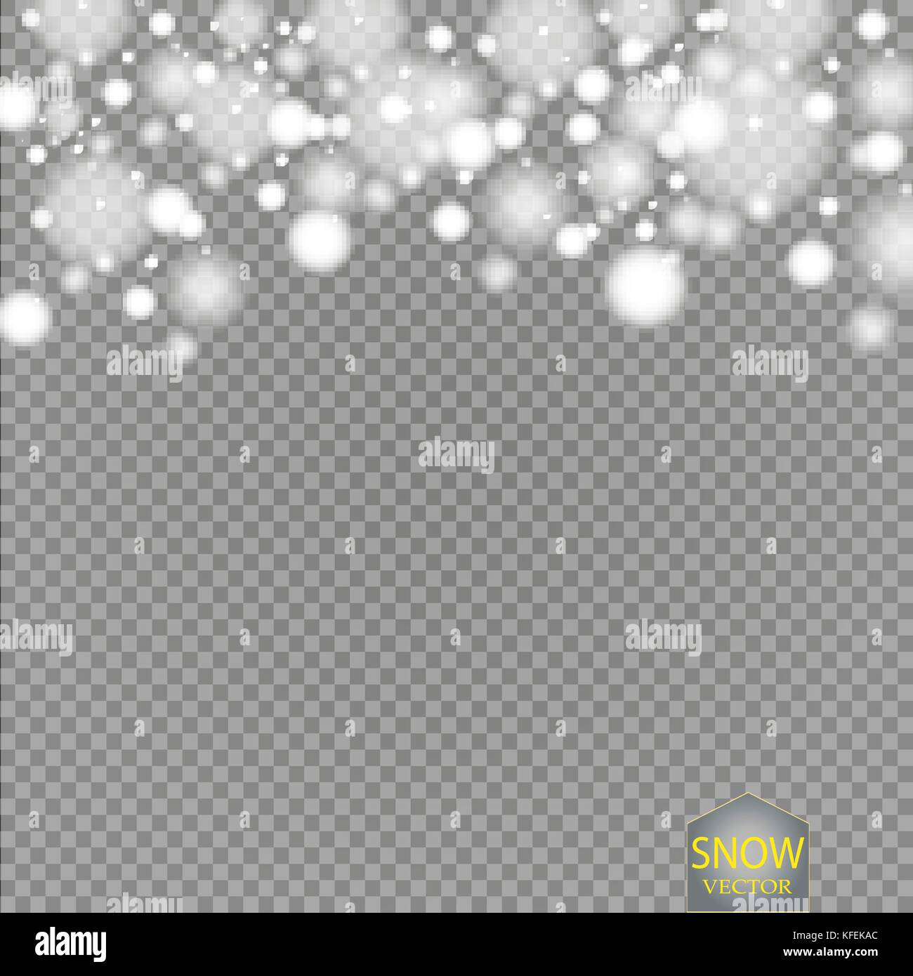 Vector falling snow effect isolated on transparent background with blurred bokeh. EPS 10 Stock ...