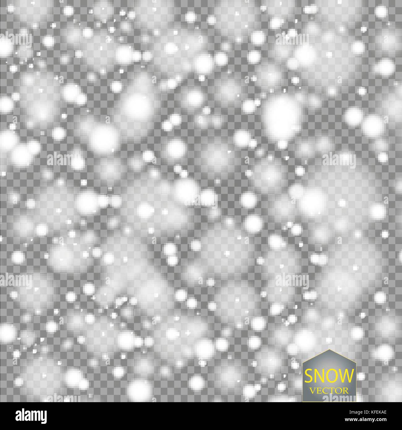 Vector falling snow effect isolated on transparent background with blurred bokeh. EPS 10 Stock ...