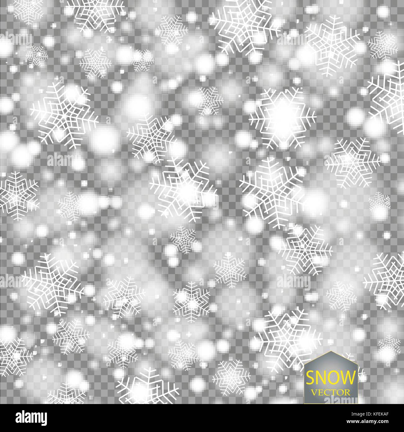 Vector falling snow effect isolated on transparent background with blurred bokeh. EPS 10 Stock ...