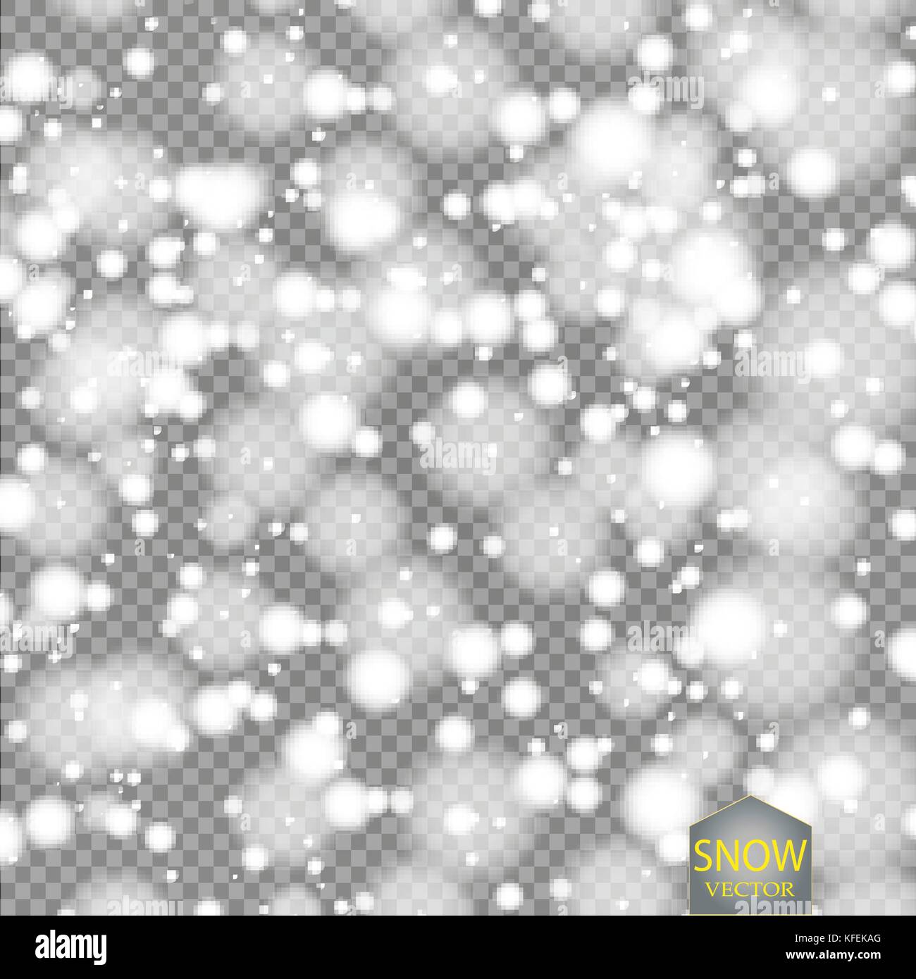 Vector falling snow effect isolated on transparent background with blurred bokeh. EPS 10 Stock ...
