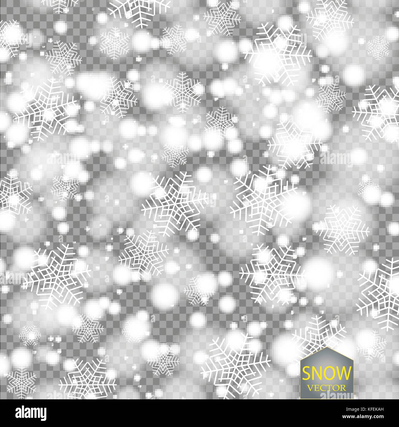 Vector falling snow effect isolated on transparent background with blurred bokeh. EPS 10 Stock ...