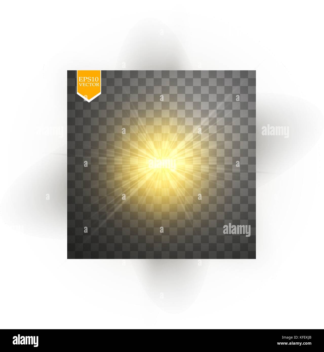 Glow light effect. Starburst with sparkles on transparent background. Vector illustration. Sun ...