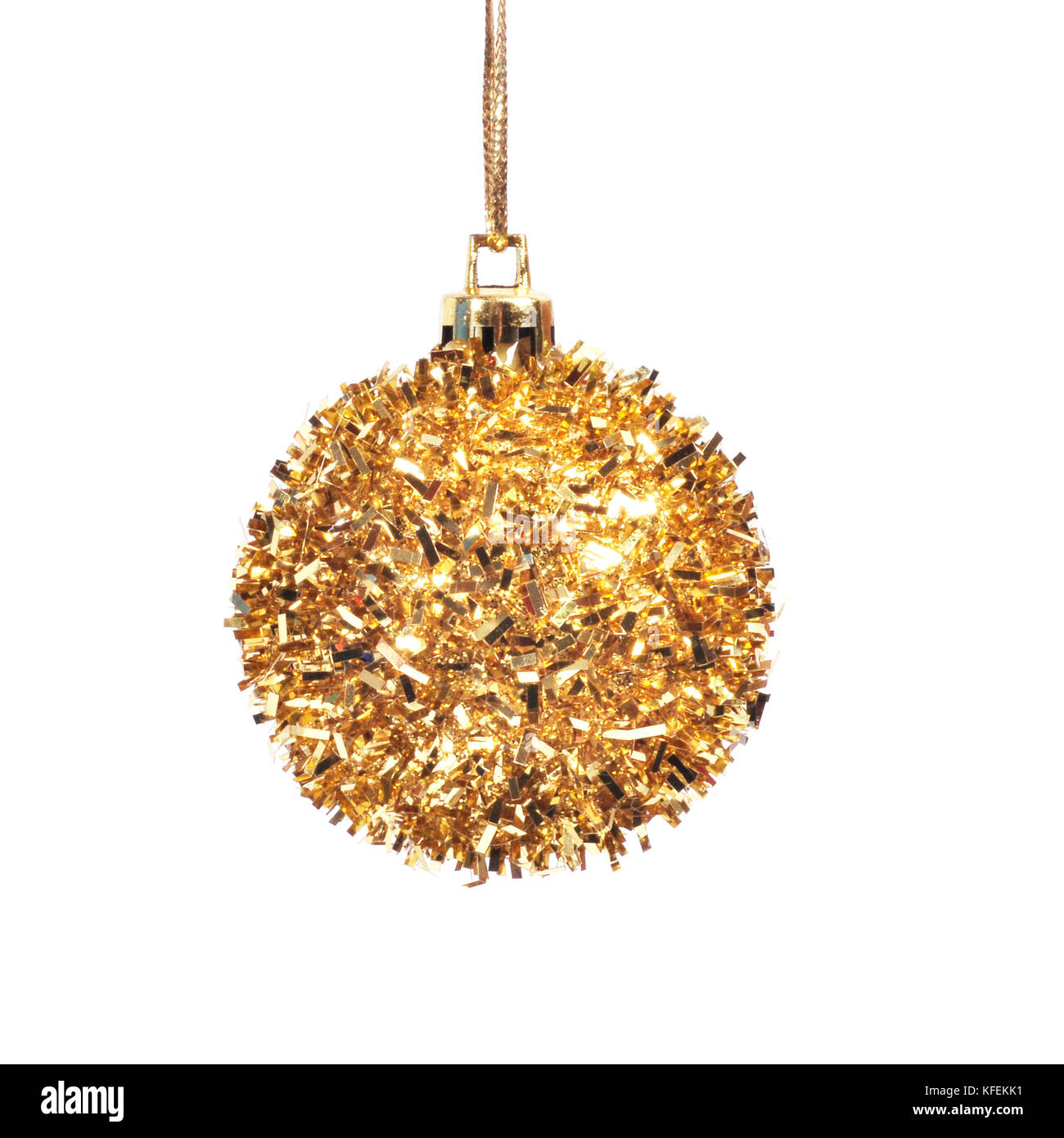 yellow shiny christmas ball isolated white background Stock Photo - Alamy