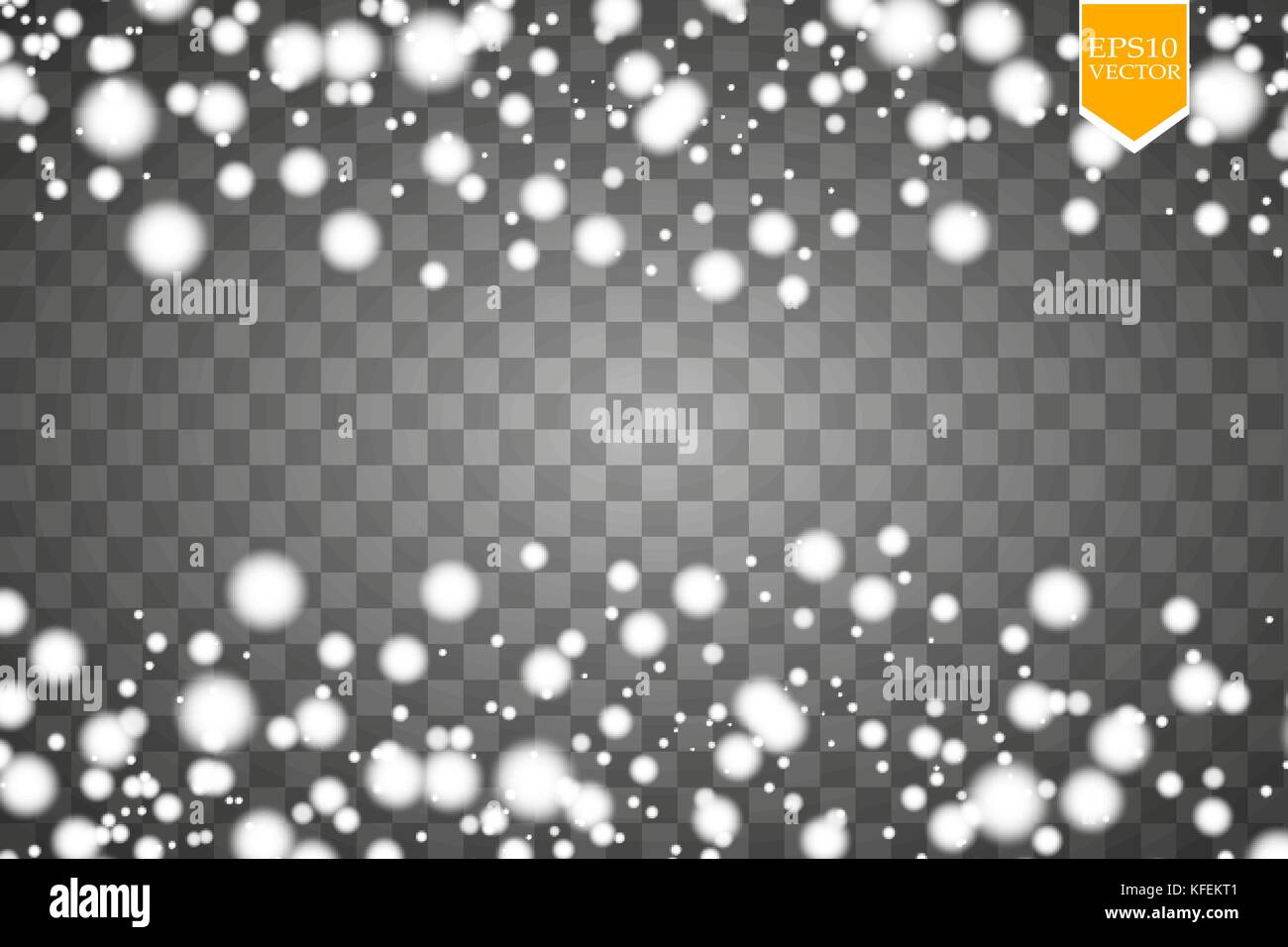 Vector falling snow effect isolated on transparent background with blurred bokeh. EPS 10 Stock ...