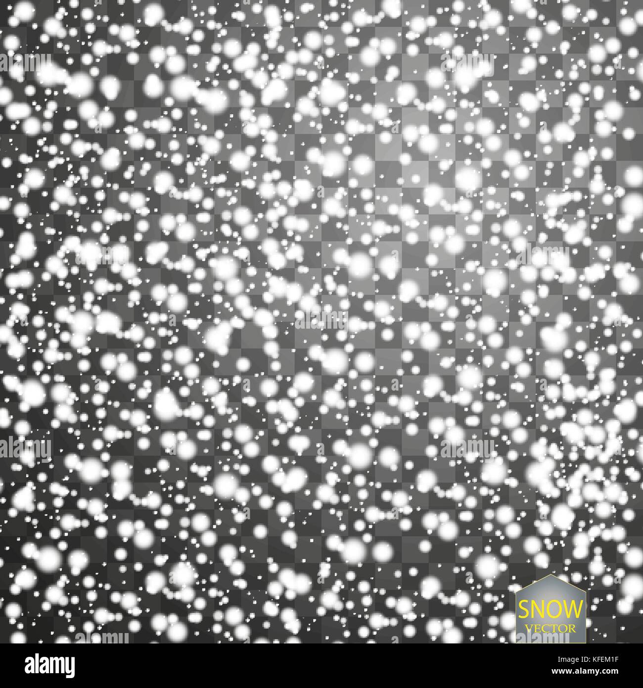 Vector falling snow effect isolated on transparent background with blurred bokeh. EPS 10 Stock ...