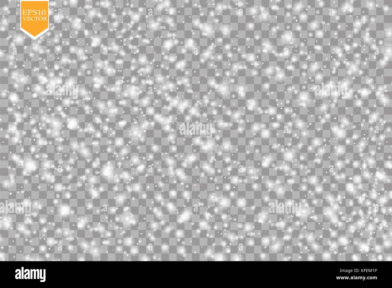 Vector falling snow effect isolated on transparent background with blurred bokeh. EPS 10 Stock ...
