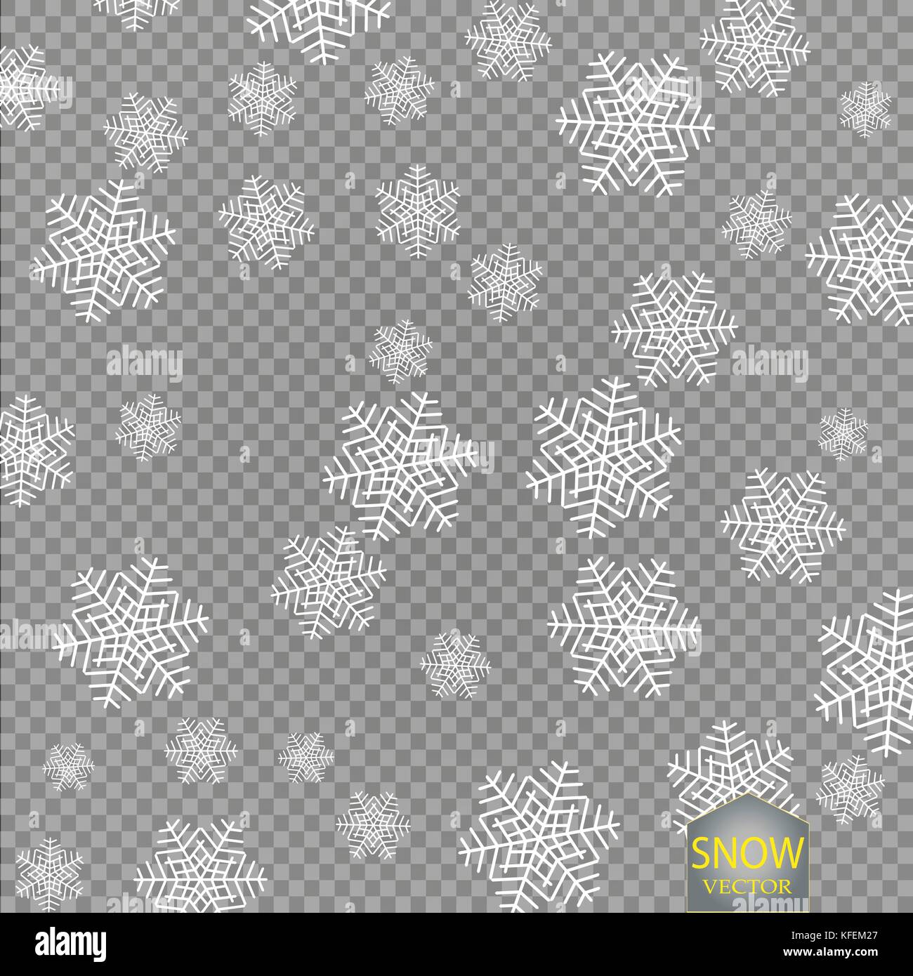 Vector falling snow effect isolated on transparent background with blurred bokeh. EPS 10 Stock ...